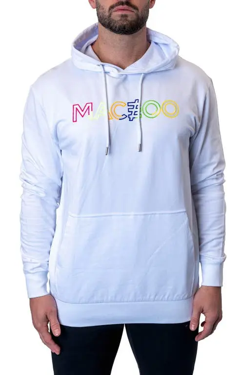 MACEOO Embroidered Logo Hoodie - White