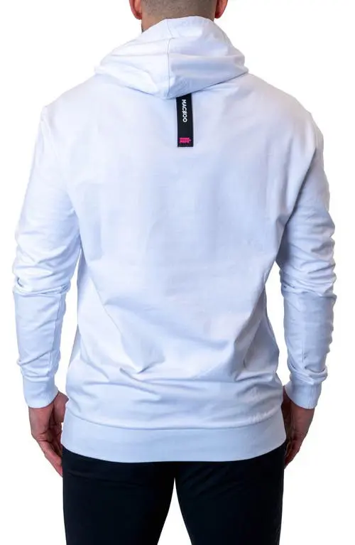 MACEOO Embroidered Logo Hoodie - White
