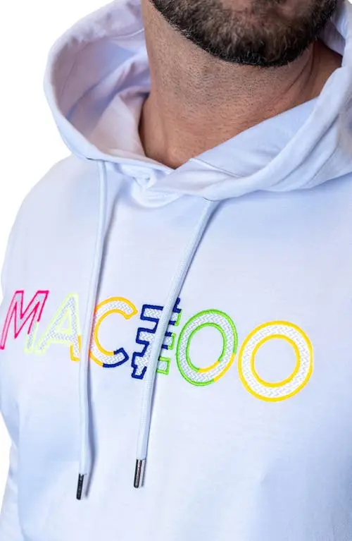 MACEOO Embroidered Logo Hoodie - White
