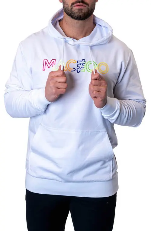 MACEOO Embroidered Logo Hoodie - White
