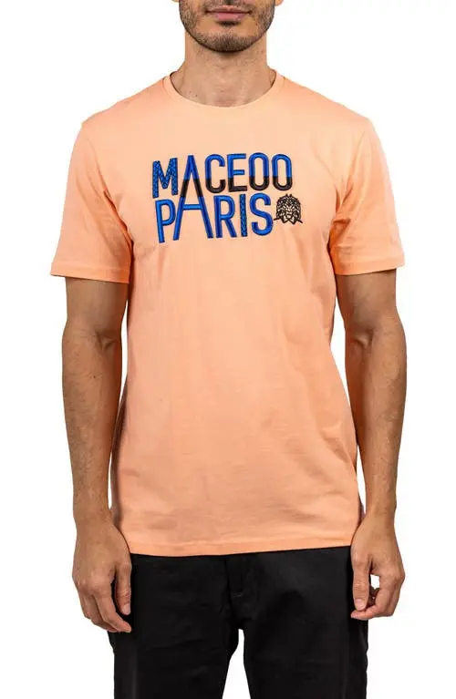 MACEOO Colossal Peach Embroidered Logo Stretch Cotton T-shirt