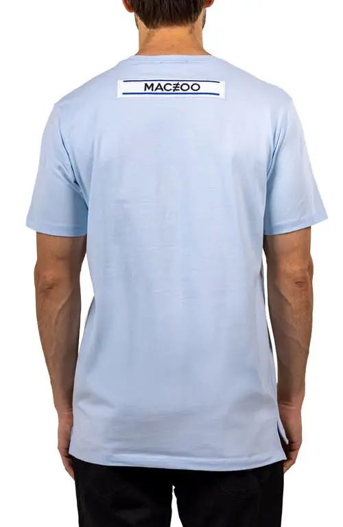 MACEOO Baron Light Logo Patch Stretch Cotton T-shirt - Blue