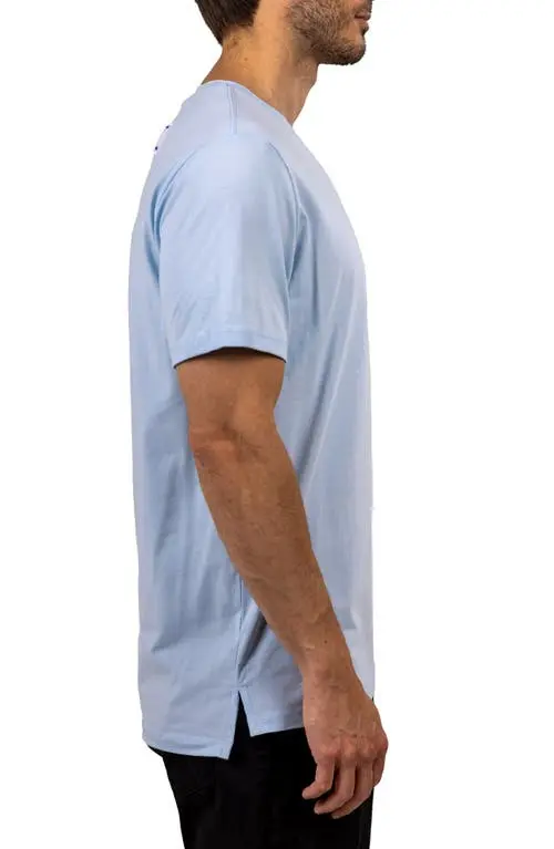 MACEOO Baron Light Logo Patch Stretch Cotton T-shirt - Blue