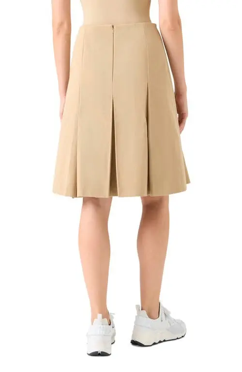 Akris Pleated Cotton Twill A-line Skirt