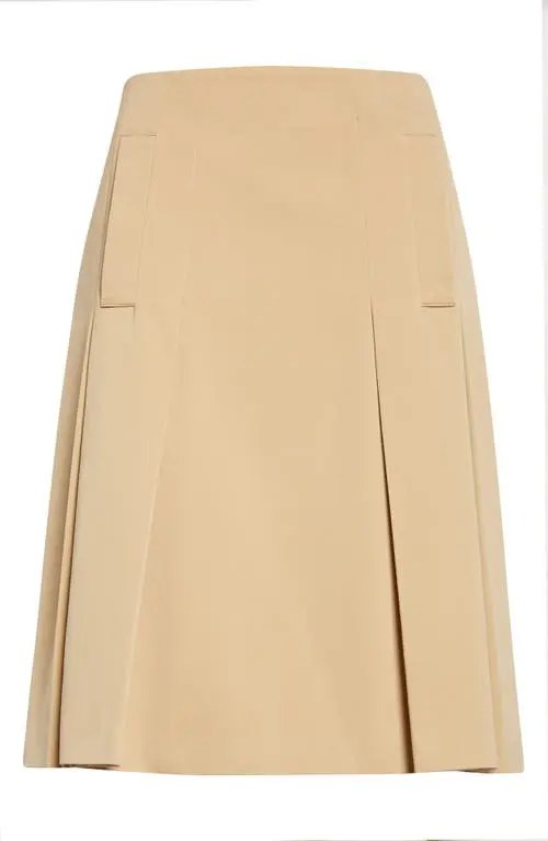 Akris Pleated Cotton Twill A-line Skirt