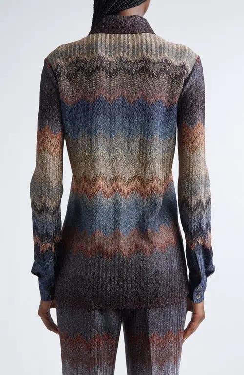 Missoni Metallic Snake Zigzag Button-up Shirt