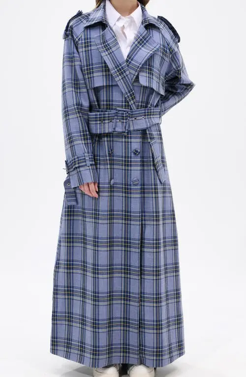 AZALEA WANG Plaid Trench Coat