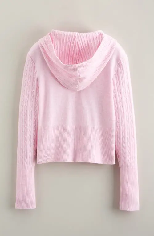 Nordstrom Cable Knit Zip-front Hoodie - Pink Shade