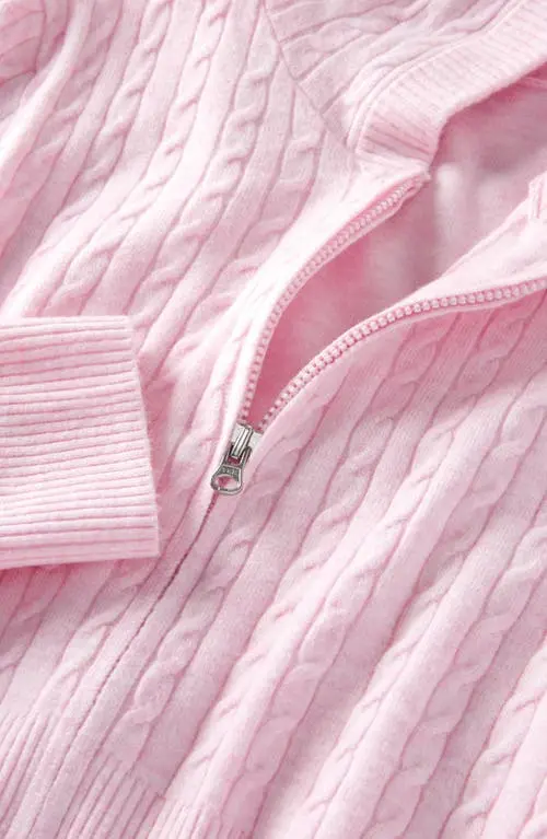 Nordstrom Cable Knit Zip-front Hoodie - Pink Shade