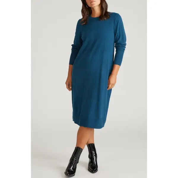 Universal Standard Everyday Long Sleeve Midi Sweater Dress - Deep Teal
