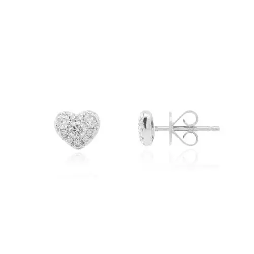 THE LOVERY FINE JEWELRY Pave Diamond Heart Stud Earrings - White Gold