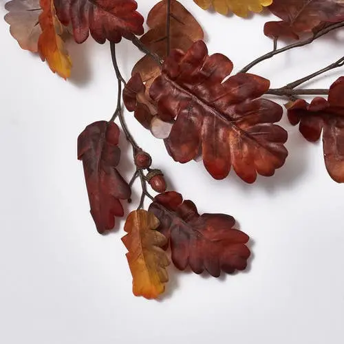 DARBY CREEK TRADING Rustic Oak Leaf & Autumn Acorn Fall Table Runner Mantle Garland