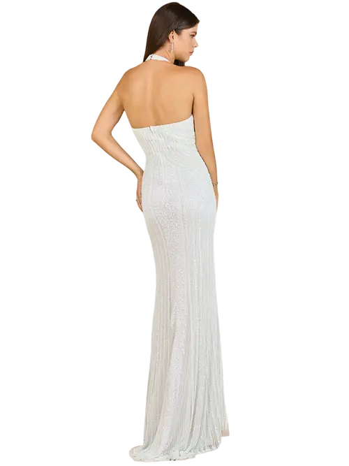 LARA NEW YORK Halter Neck Sleeveless Tulle Dress