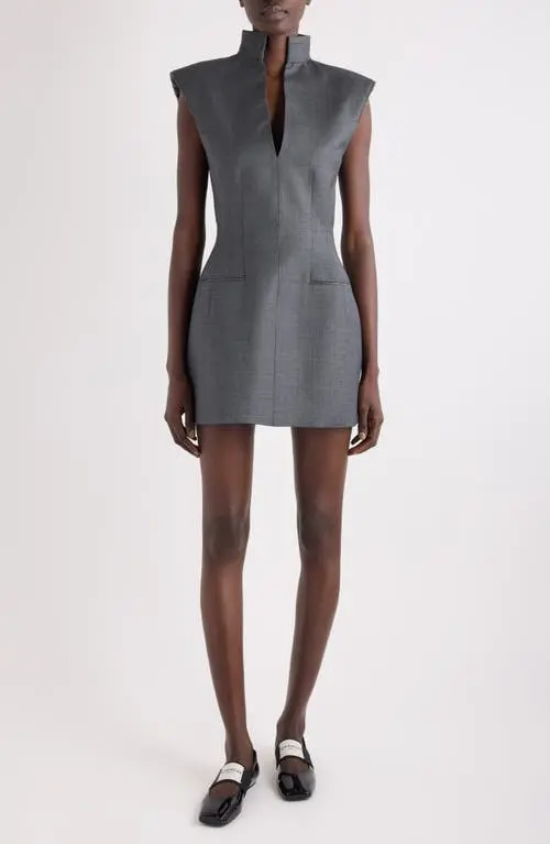 Givenchy Raw Edge Wool Sheath Dress - Grey Mix
