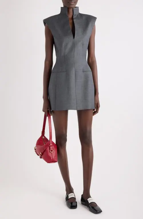 Givenchy Raw Edge Wool Sheath Dress - Grey Mix