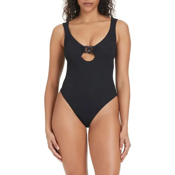 Sanctuary Textured One-piece Swimsuit - Black