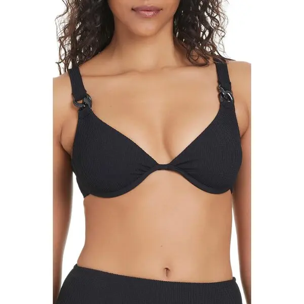 Sanctuary Textured Underwire Bikini Top - Black