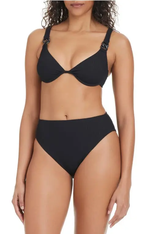 Sanctuary Textured Underwire Bikini Top - Black