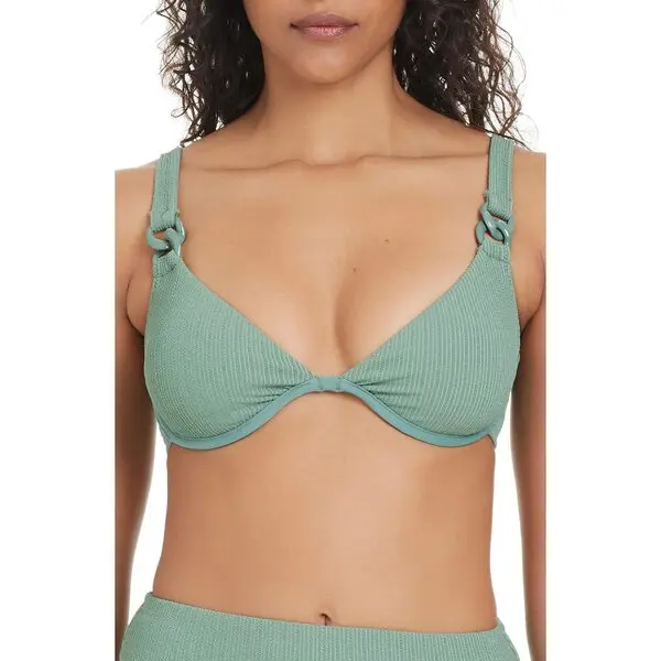 Sanctuary Textured Underwire Bikini Top - Eucalyptus
