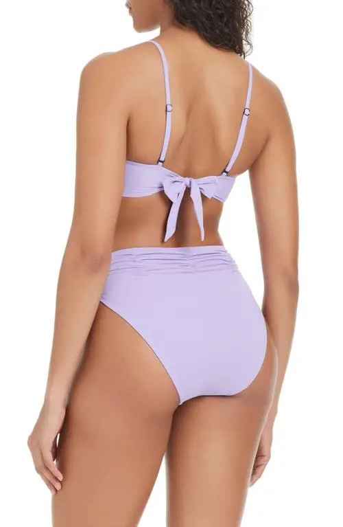 Sanctuary Shirred High-waist Bikini Bottom - Lavender Powder
