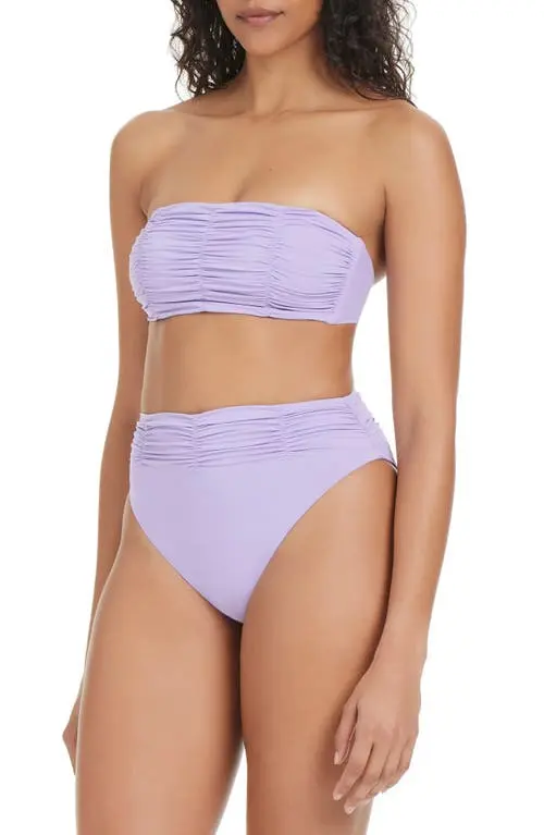 Sanctuary Shirred High-waist Bikini Bottom - Lavender Powder