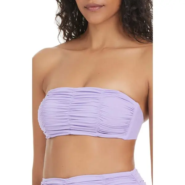 Sanctuary Shirred Bandeau Bikini Top - Lavender Powder