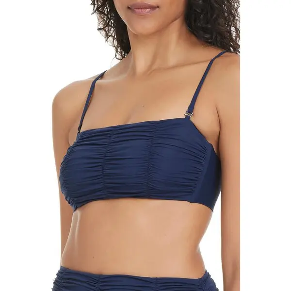 Sanctuary Shirred Bandeau Bikini Top - Navy Mood