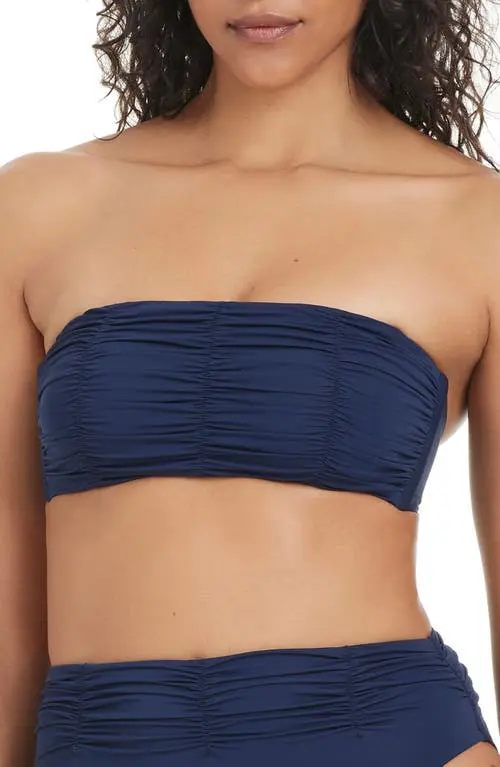 Sanctuary Shirred Bandeau Bikini Top - Navy Mood