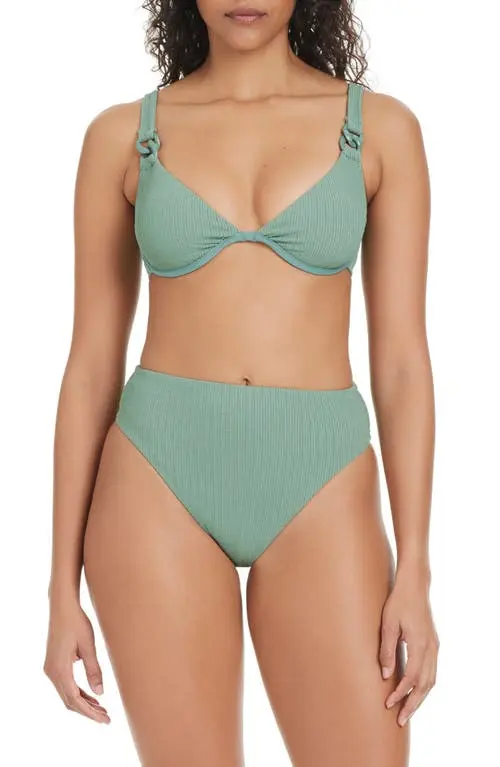 Sanctuary High Waist Bikini Bottom - Eucalyptus