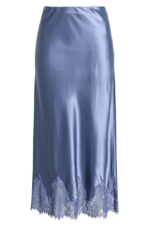 REFORMATION Carolina Lace Trim Silk Midi Skirt - Cornflower