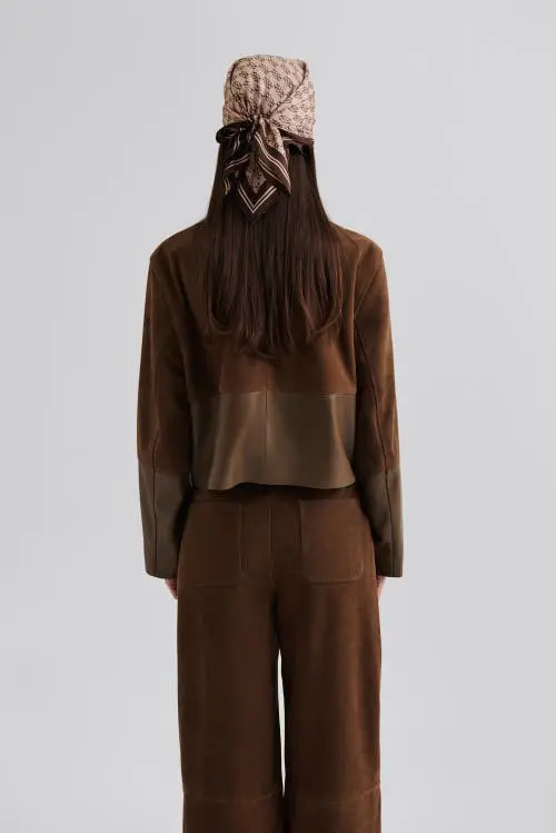 MALINA Marcie Suede Leather Cropped Jacket