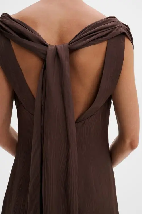 MALINA Jacqueline Jacquard Scarf Detailed Maxi Dress