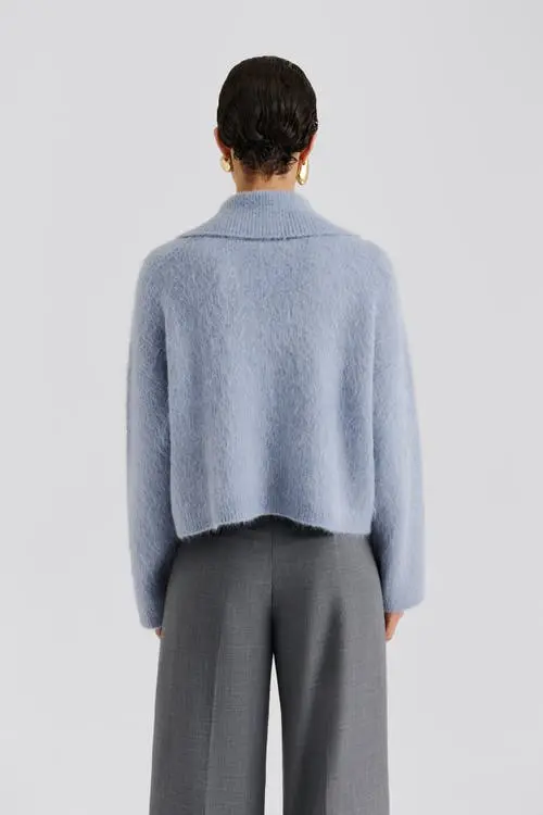 MALINA Yselle Long Sleeve Collared Sweater - Blue