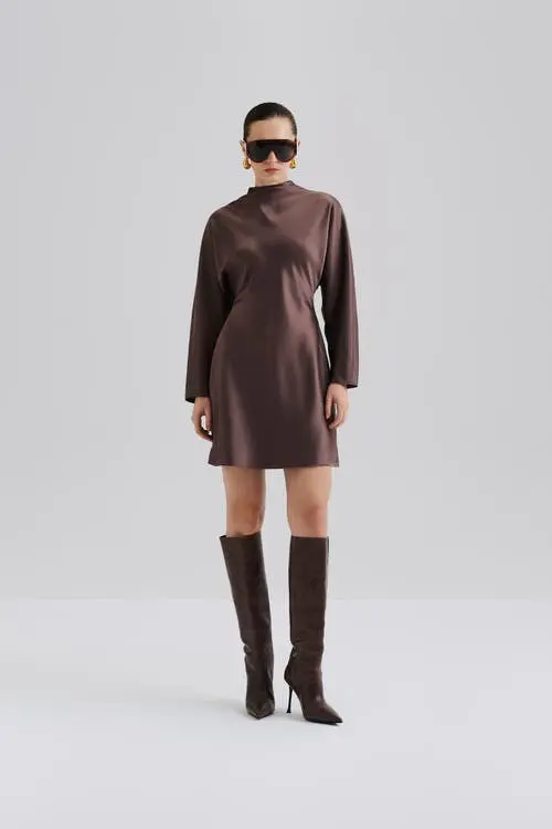 MALINA Zora Barrel Long Sleeve Mini Dress