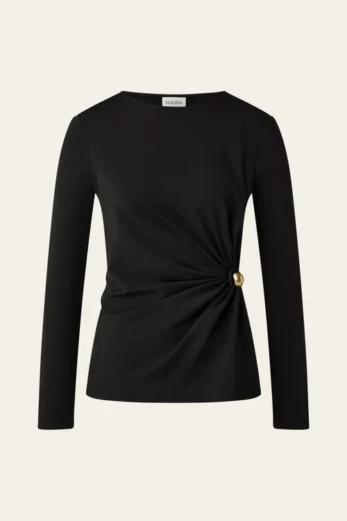 MALINA Mailey Jersey Long Sleeve Top - Black