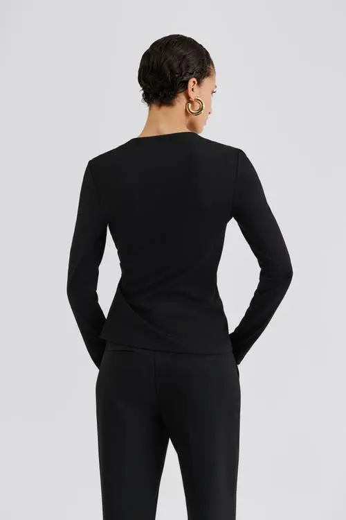 MALINA Mailey Jersey Long Sleeve Top - Black