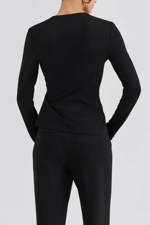 MALINA Mailey Jersey Long Sleeve Top - Black