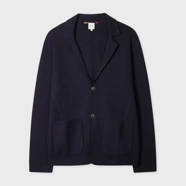 Paul Smith Merino Wool Knitted Cardigan Blazer - Blue