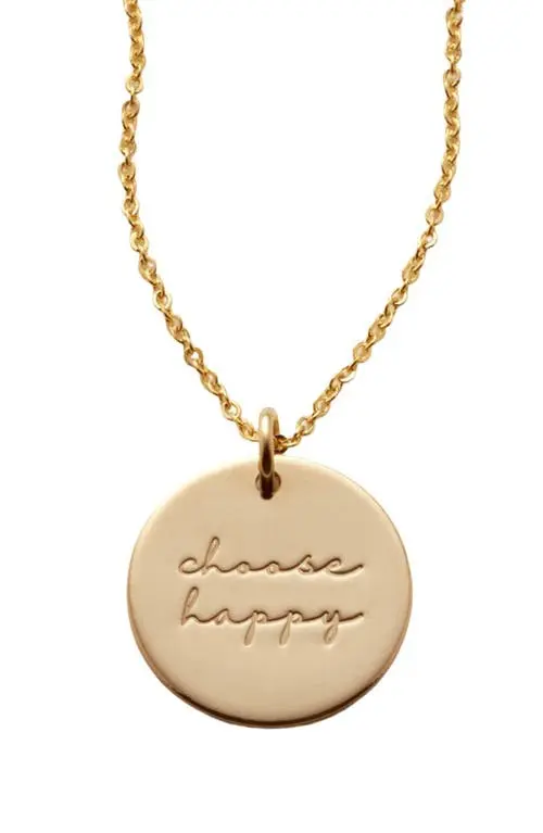 MADE BY MARY Pause Collection Disc Necklace - Gold Filled - Choose Happy
