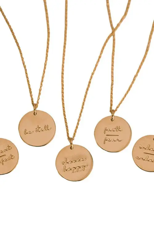 MADE BY MARY Pause Collection Disc Necklace - Gold Filled - Choose Happy
