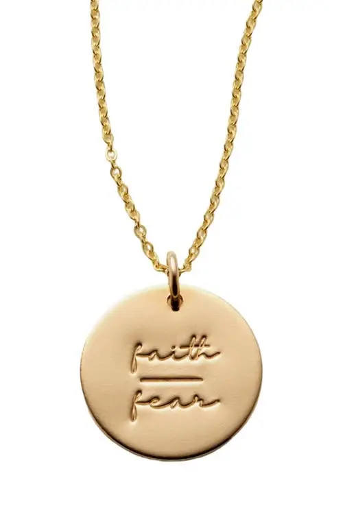 MADE BY MARY Pause Collection Disc Necklace - Gold Filled - Faith-fear