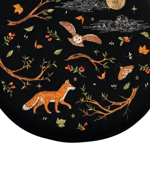 FABLE ENGLAND Fox And Owl Embroidered Saddle Bag - Black