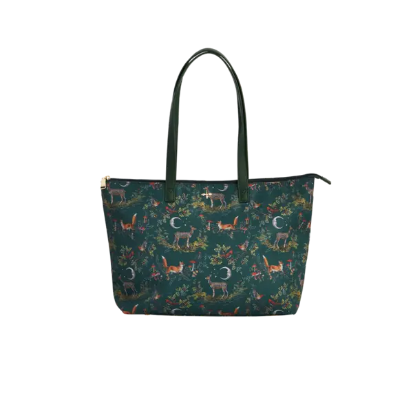 FABLE ENGLAND Into The Woods Large Grab Tote - Woodland Green