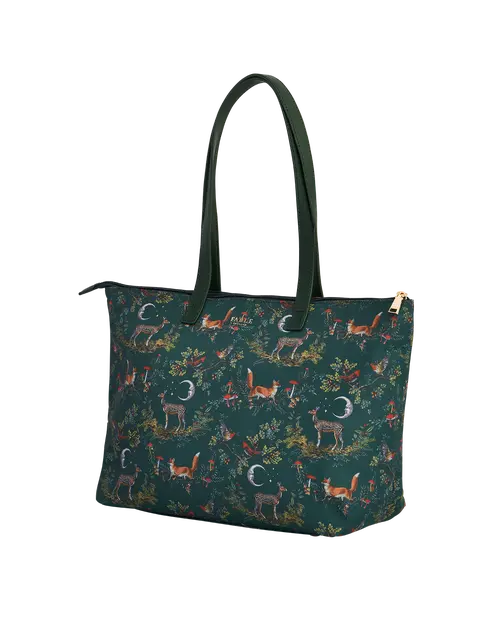 FABLE ENGLAND Into The Woods Large Grab Tote - Woodland Green