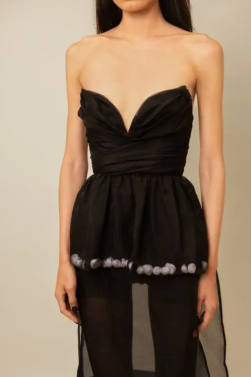 CONTESSA MILLS Floral Silk Organza Top