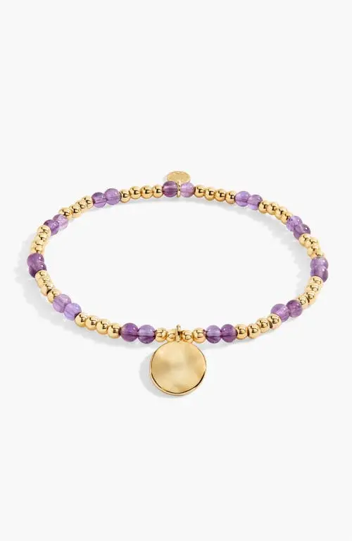 A LITTLES & CO Birthstone Beaded Charm Bracelet - February