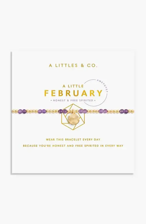 A LITTLES & CO Birthstone Beaded Charm Bracelet - February