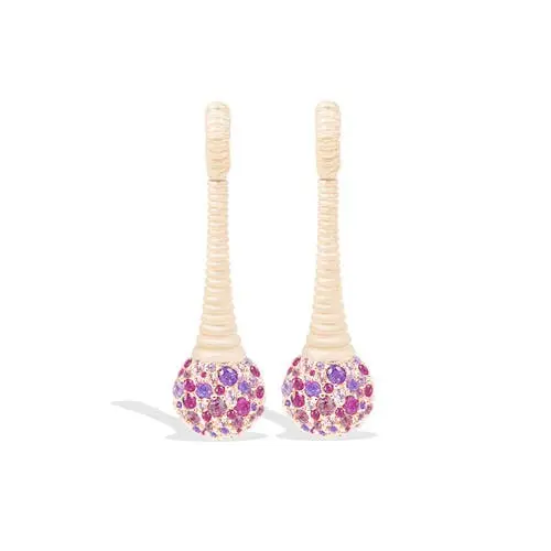 CAMPBELL + CHARLOTTE Revel Bobble Chandelier Earrings - Rhodolite Garnet/ Amethyst