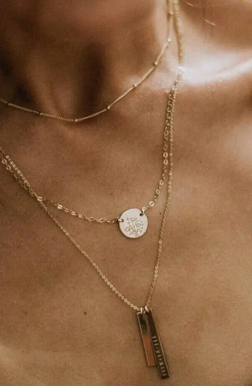 MADE BY MARY Wild Blooms Mini Zola Disc Necklace - Silver