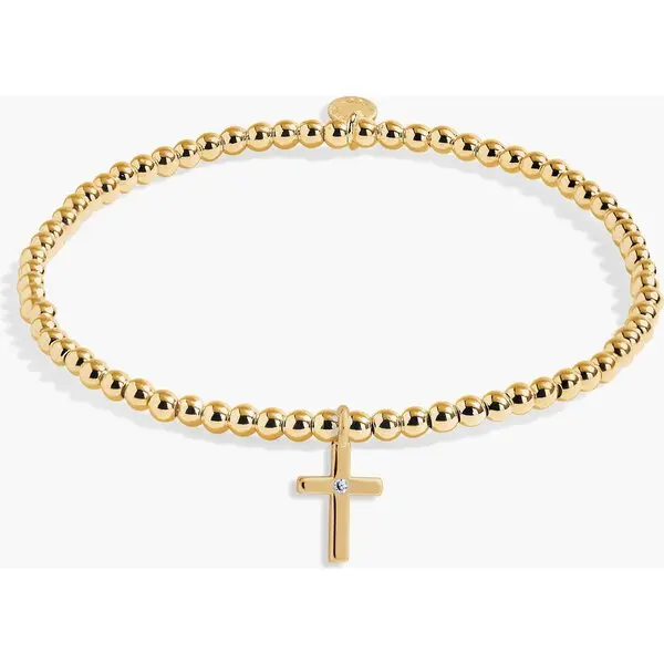 A LITTLES & CO Live Faith' Beaded Bracelet - Metallic Gold